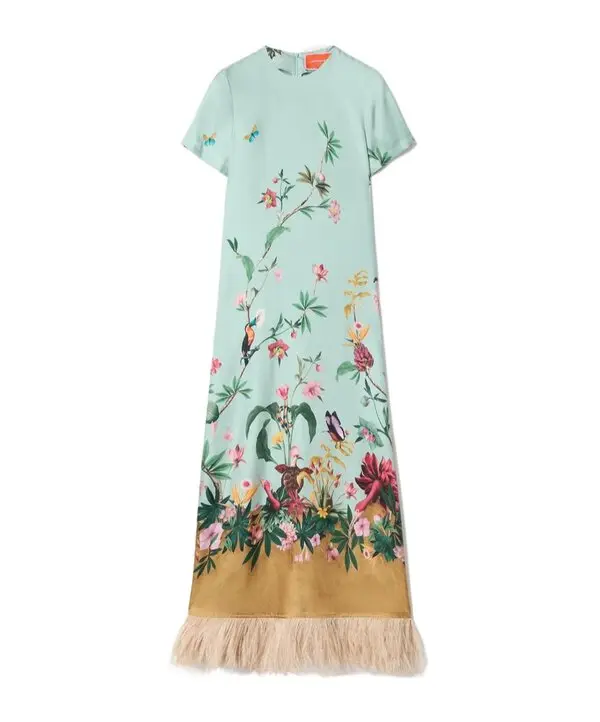 La DoubleJ Swing Feather-trim Dress