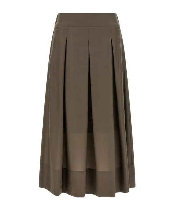Peserico Pleated A-line Midi Skirt