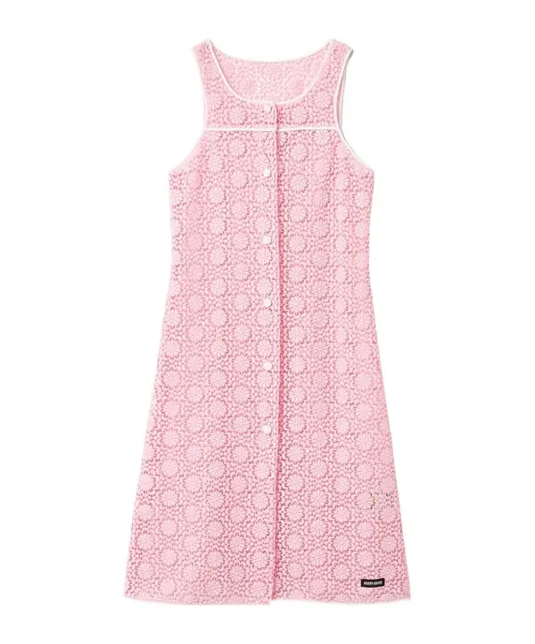 Miu Miu Sleeveless Poplin Dress With Detachable Petticoat - Pink