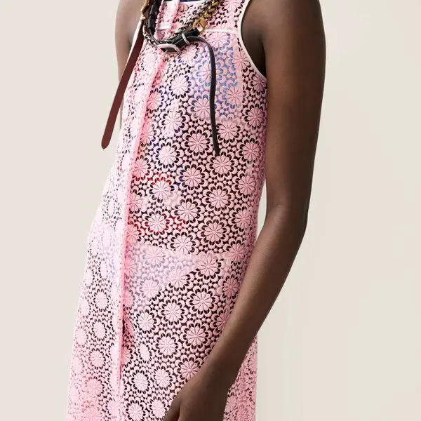 Miu Miu Sleeveless Poplin Dress With Detachable Petticoat