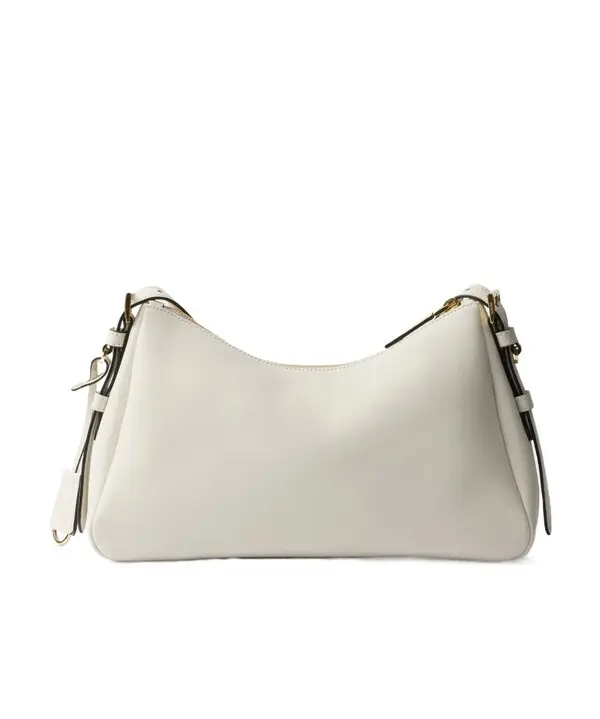 Prada Medium Shoulder Bag With Enameled Logo - White