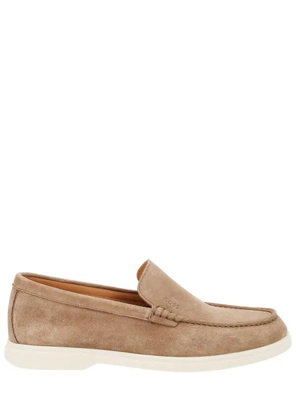 BOSS Suede Mocassino With Logo - Beige