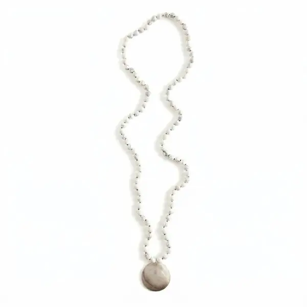HEATHER HAWKINS Rockabye Long Coin Pendant Necklace With Howlite And Mother Of Pearl - White
