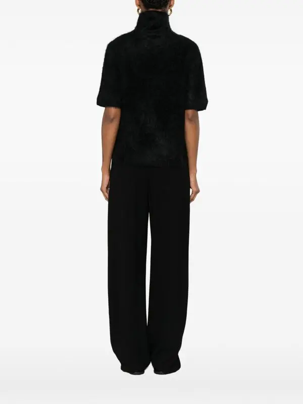 Soft Goat Cashmere High Neck Short Sleeve Sweater