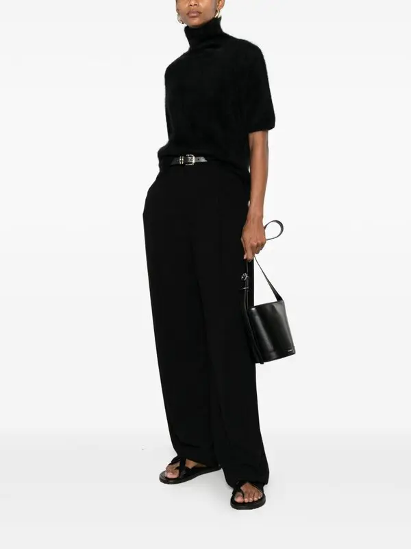 Soft Goat Cashmere High Neck Short Sleeve Sweater