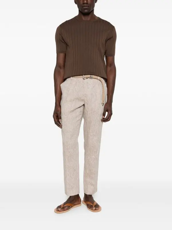 PEOPLE OF SHIBUYA Raimu Ribbed Knit Crew Neck Sweater - Brown