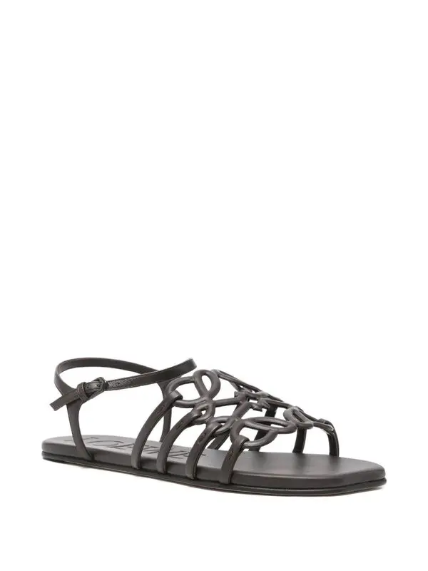 Loewe Petal Anagram Leather Sandals - Brown