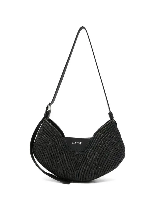 Loewe Swing Medium Raffia Shoulder Bag - Black