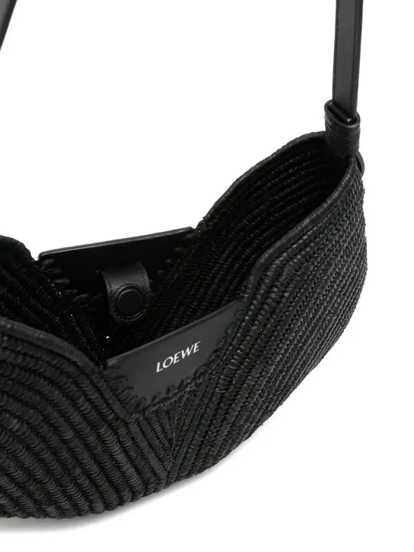 Loewe Swing Medium Raffia Shoulder Bag - Black