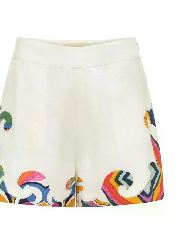 Carolina K Embroidered Scalloped-hem Shorts - Neutrals