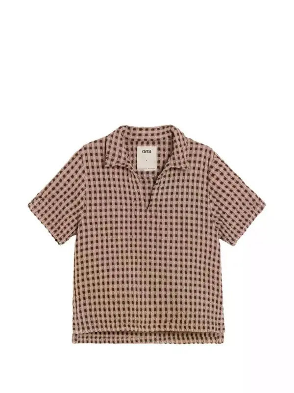 OAS Company Seersucker Check Pattern Polo Shirt