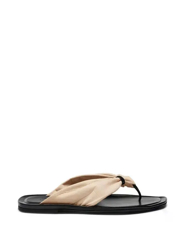 Loulou De Saison Leather Sandals With Knot Detail - Neutrals