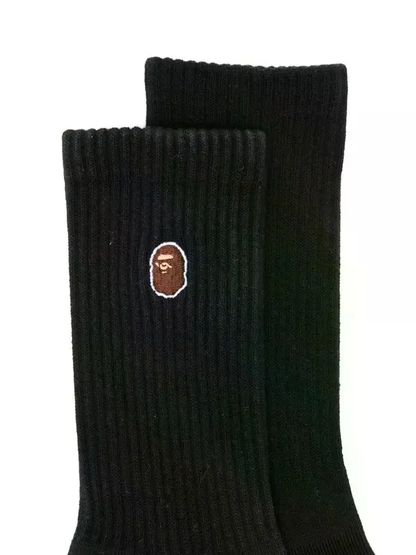 A BATHING APE Ribbed Logo Socks