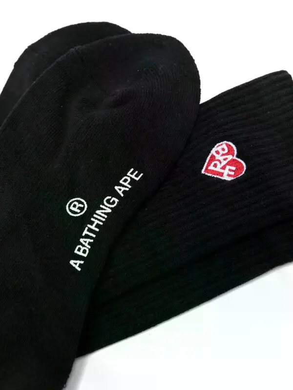 A BATHING APE Ribbed Logo Socks