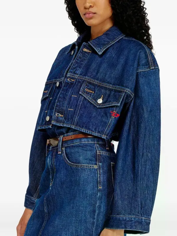 DIESEL® Cropped Oversized Denim Jacket