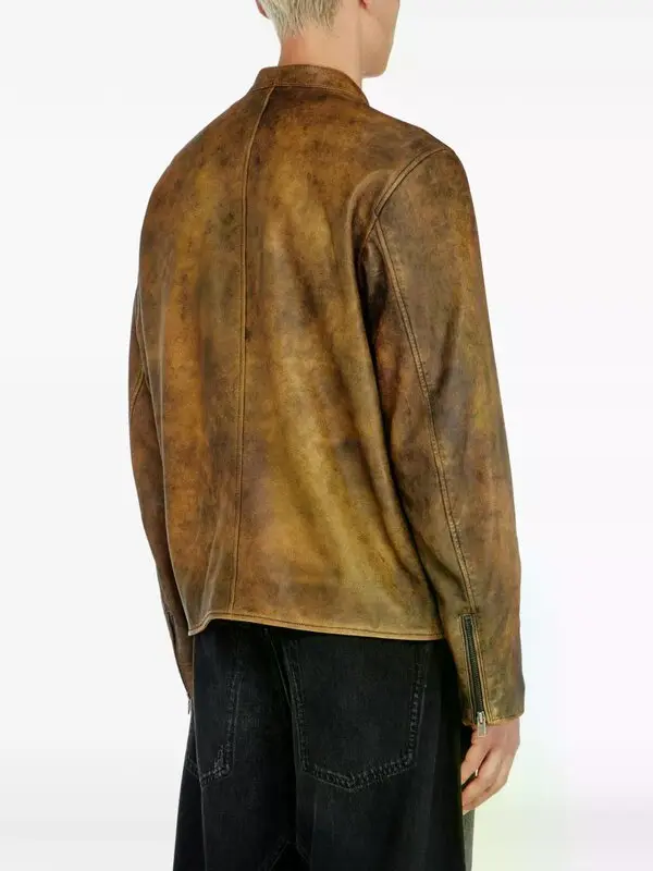 DIESEL® Oval-d Embossed Leather Jacket