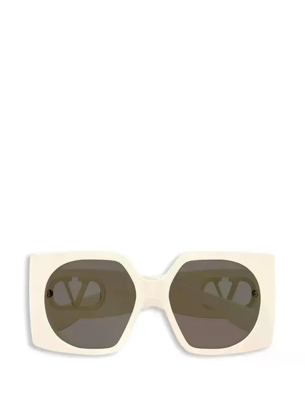 Valentino Garavani Vlogo Geometric-frame Sunglasses - Neutrals