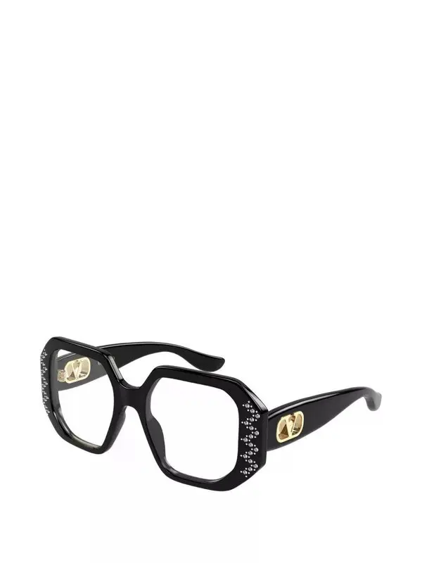 Valentino Garavani Vlogo Crystal-embellished Geometric-frame Glasses