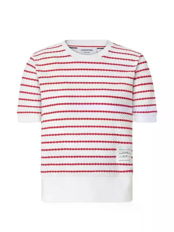 Thom Browne Striped Honeycomb-rib T-shirt - Red