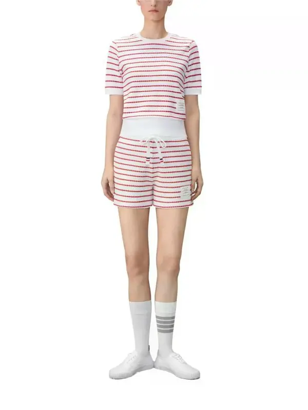 Thom Browne Striped Honeycomb-rib T-shirt