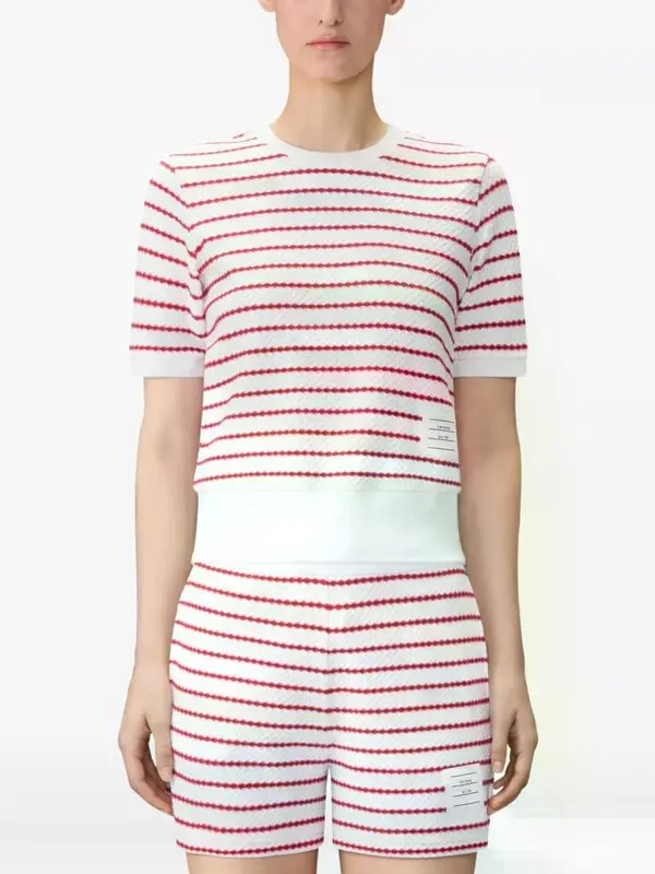 Thom Browne Striped Honeycomb-rib T-shirt