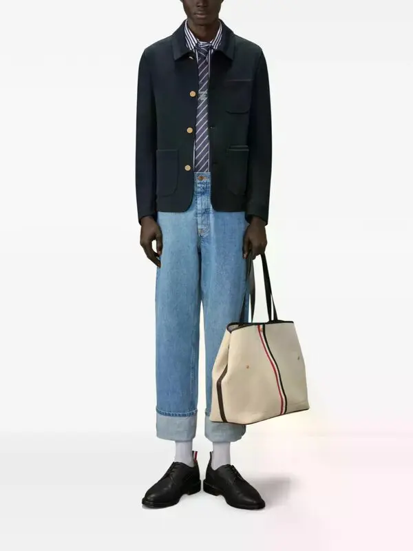 Thom Browne Sailboat-embroidered Striped Shirt