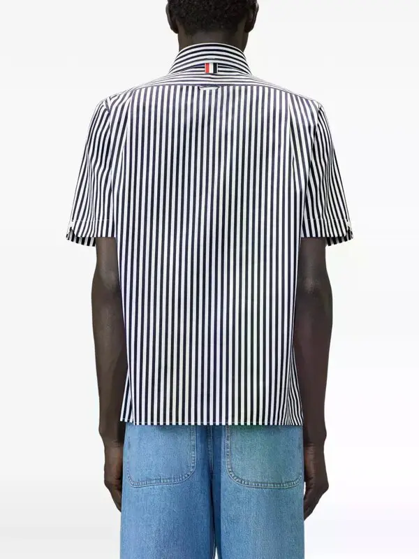 Thom Browne Striped Sailboat Embroidery Short Sleeve Shirt