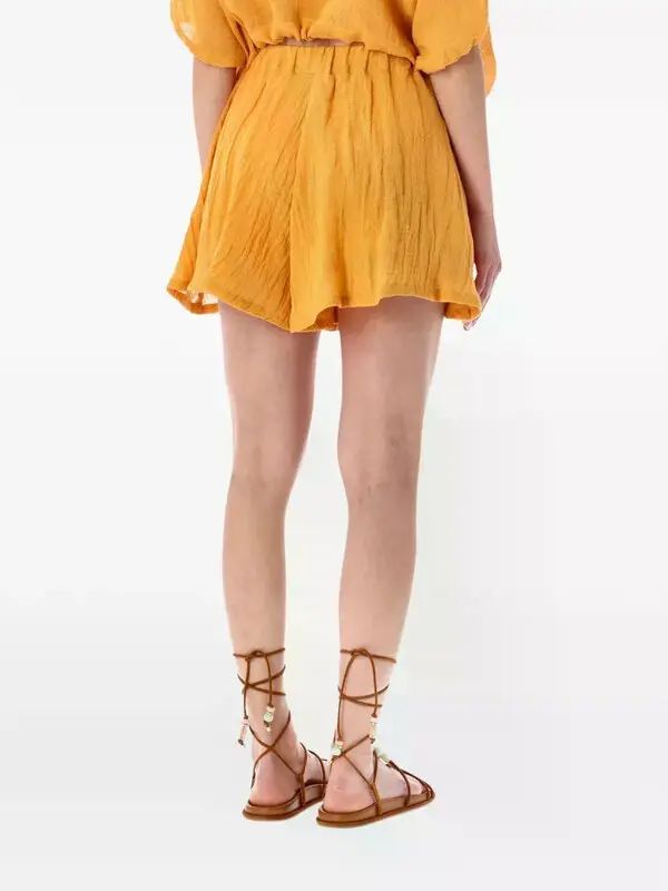 120% Lino Crinkled Finish Elasticated Waist Shorts