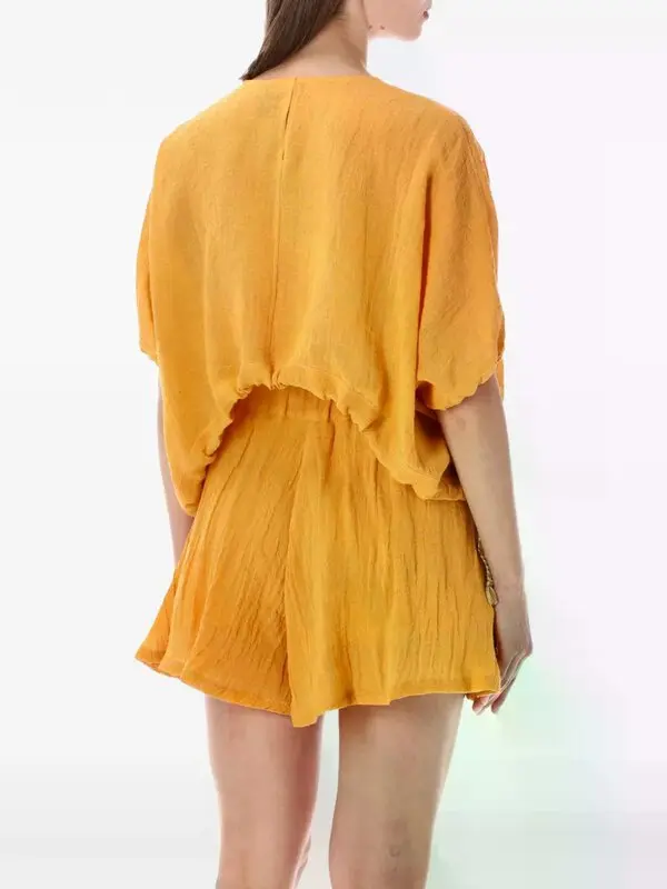120% Lino Crew Neck Cropped Blouse