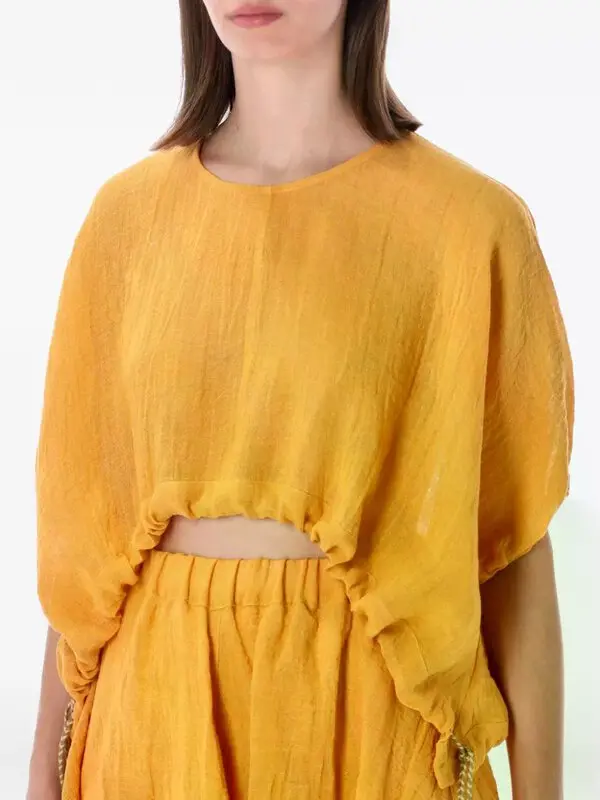 120% Lino Crew Neck Cropped Blouse