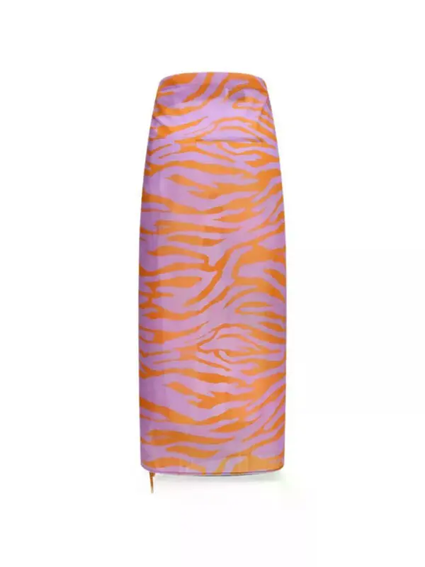 Attico Zebra-print Fringed Pareo - Pink