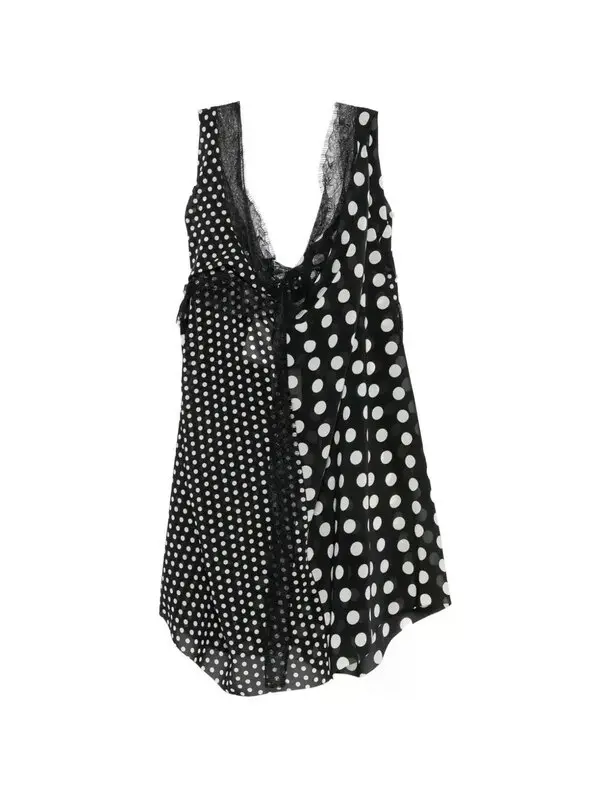 Junya Watanabe Polka-dot Lace-trimmed Midi Dress - Black