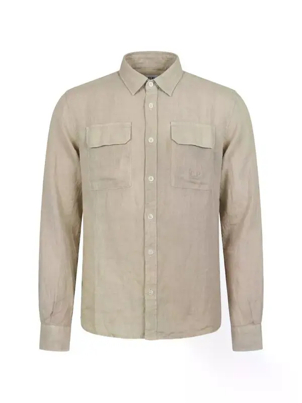 C.P. COMPANY Logo-embroidered Chest-pocket Shirt - Neutrals