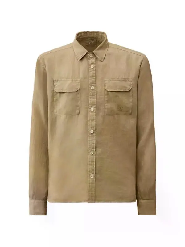 C.P. COMPANY Linen Long-sleeve Button Shirt - Neutrals