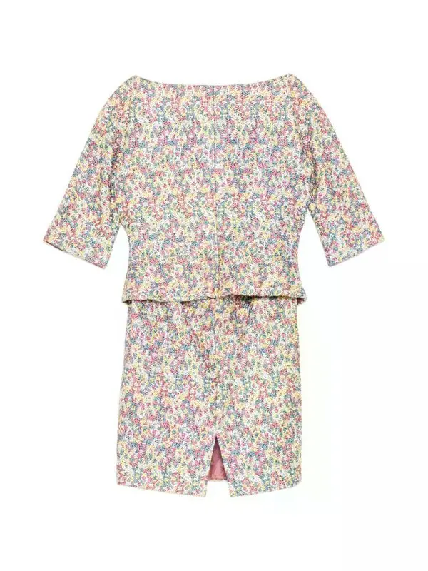 Versace Floral-embroidered Skirt Set
