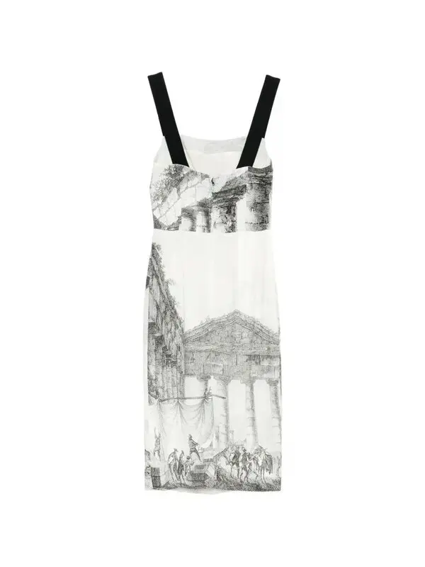 Dolce & Gabbana Greek Temple Print Midi Dress