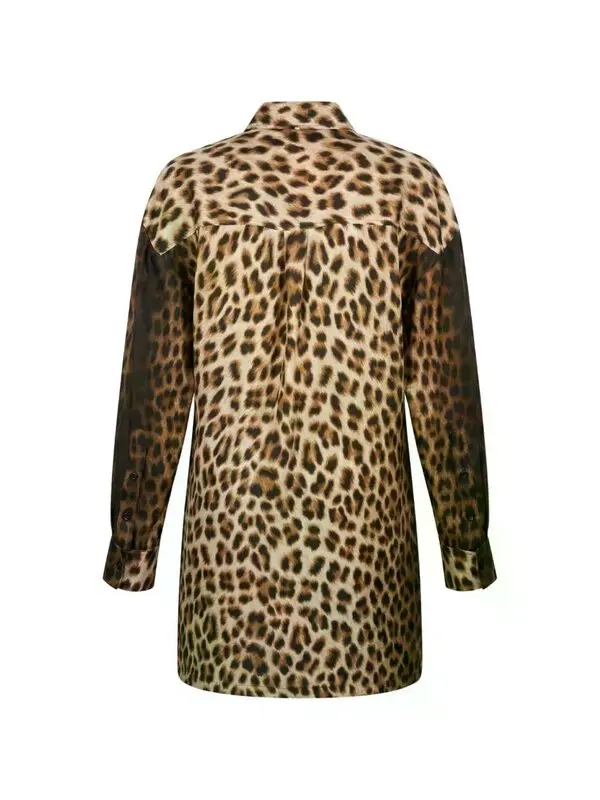 Sportmax Leopard-print Silk Mini Shirt Dress - Brown