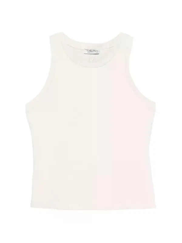 Max Mara Sleeveless Embroidered Logo Top - Neutrals