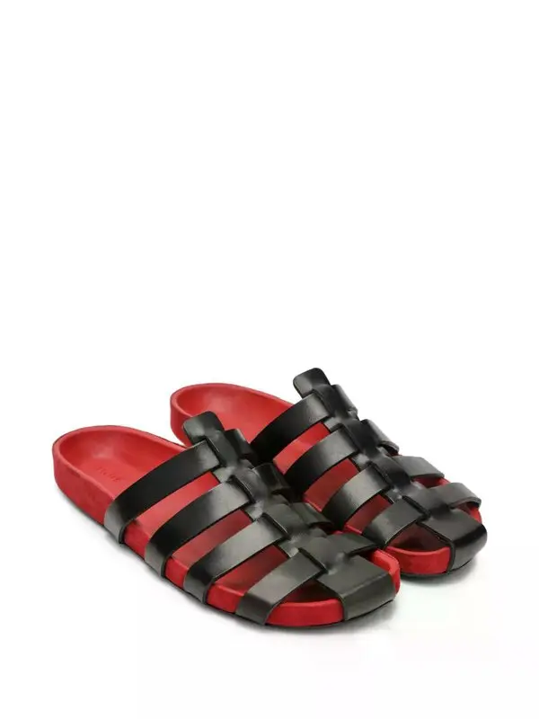 JUDE Dusty Caged Leather Slides - Black