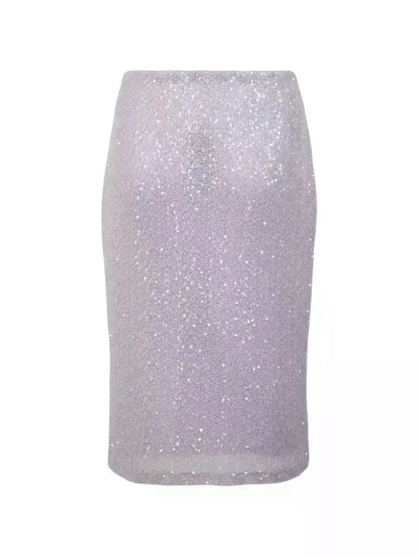 DES_PHEMMES Bead-embellished Sequin Midi Skirt - Purple