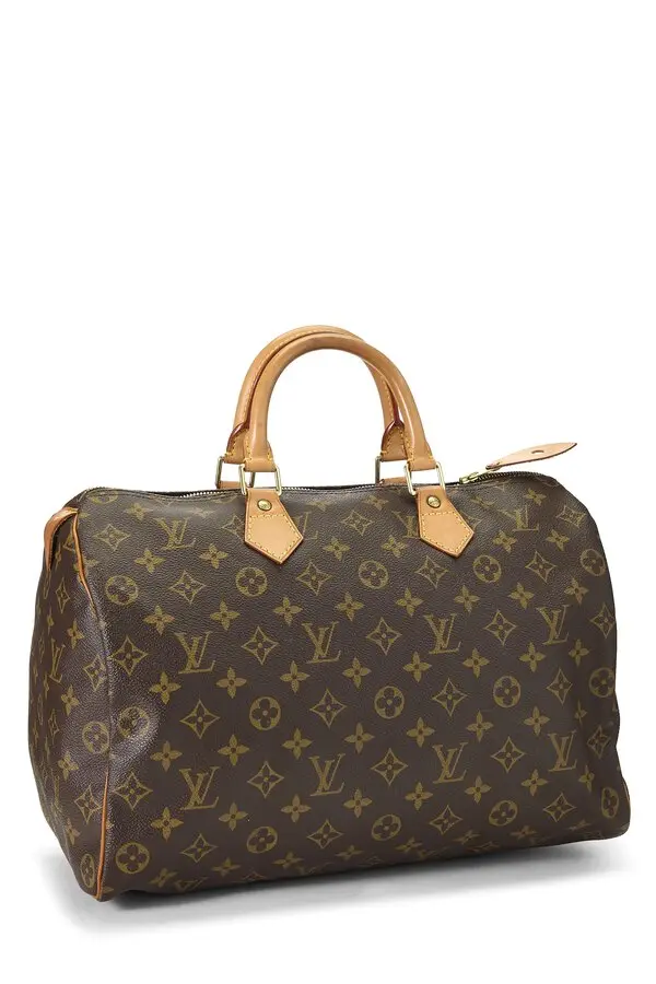 LOUIS VUITTON Monogram Speedy 35 Top Handle Bag - Brown