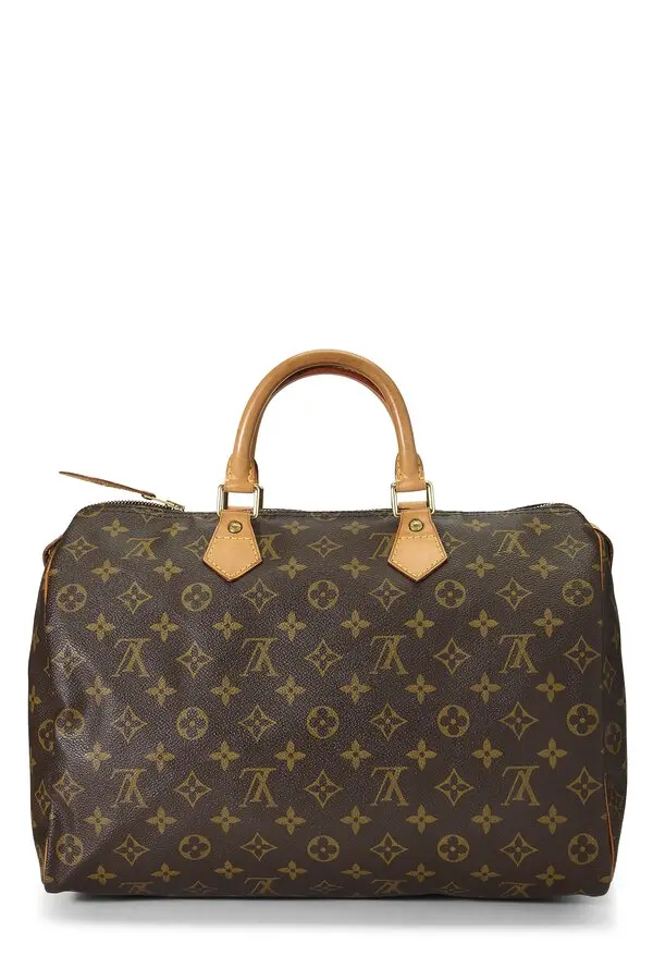 LOUIS VUITTON Monogram Speedy 35 Top Handle Bag - Brown