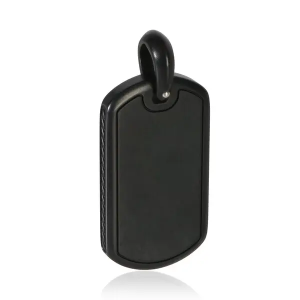 David Yurman Sterling Silver Black Diamond Dog Tag Pendant