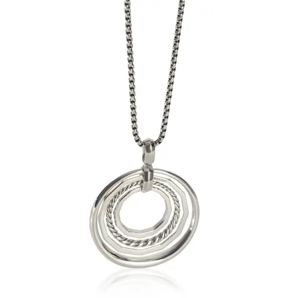 David Yurman Sterling Silver Diamond Medium Model Stax Pendant - Sterling_silver