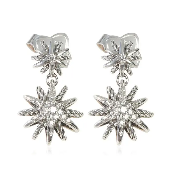 David Yurman Sterling Silver Diamond Starburst Earrings