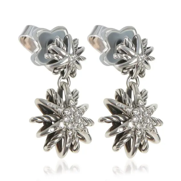 David Yurman Sterling Silver Diamond Starburst Earrings