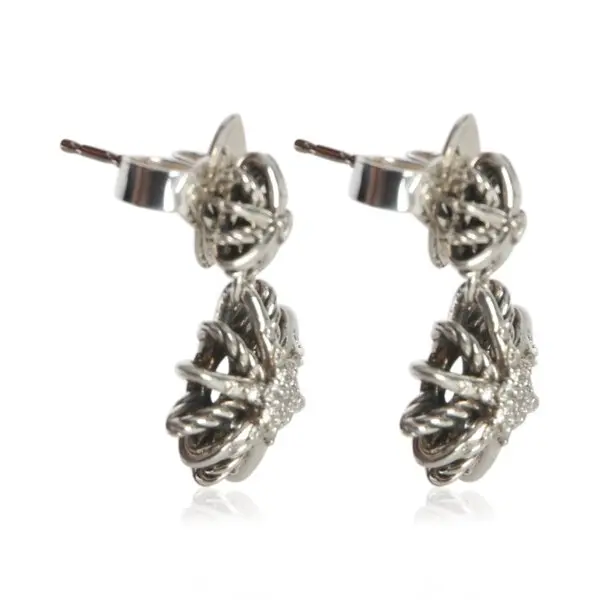 David Yurman Sterling Silver Diamond Starburst Earrings - Sterling_silver
