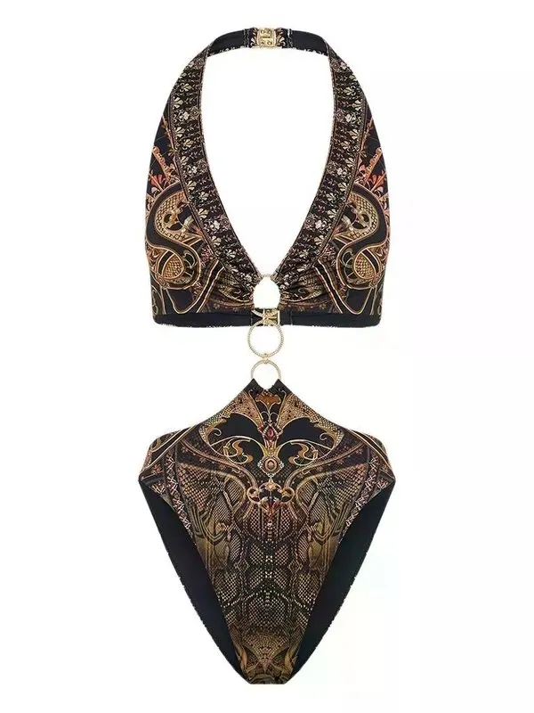 Camilla Nouveau Halterneck Swimsuit - Brown