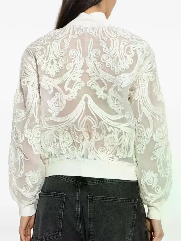 ALLSAINTS Jade Embroidered Sheer Bomber Jacket