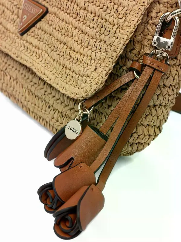 Guess Ofelia Floral-charm Shoulder Bag - Neutrals
